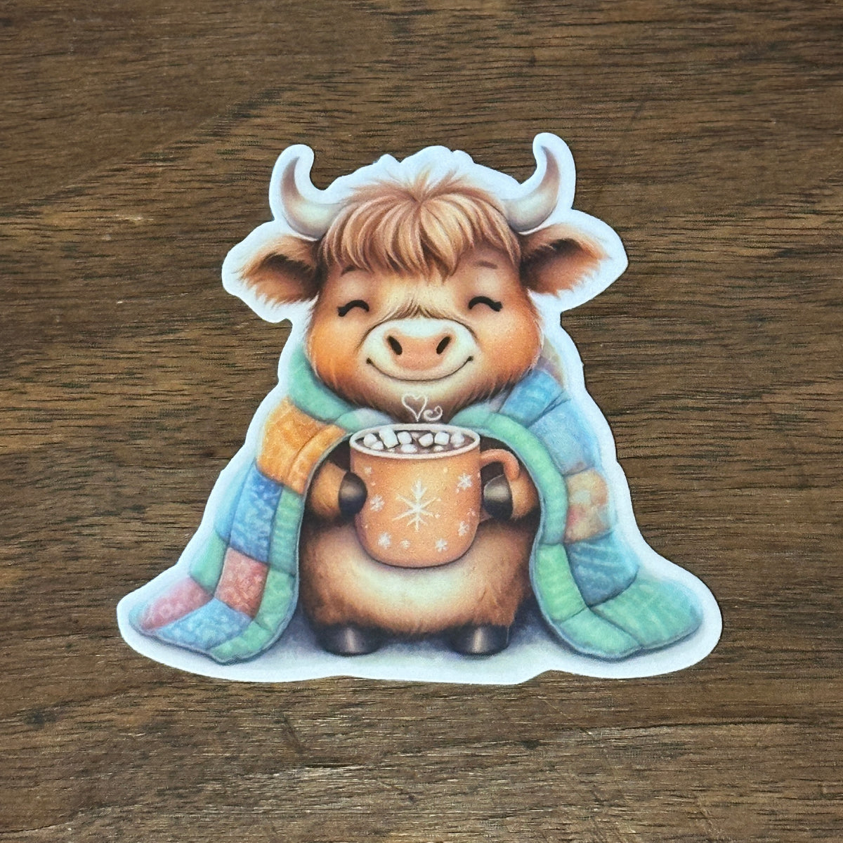 Cozy Highland Coo 3" Sticker – Thistle & Stitch