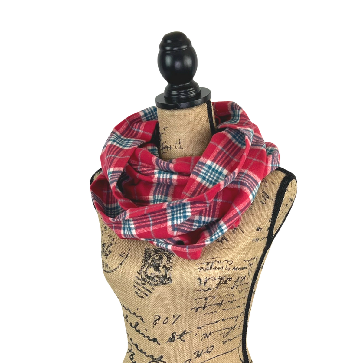 Cherry Chapstick Red, Blue, and Ivory 100% Organic Cotton Plaid Infini ...