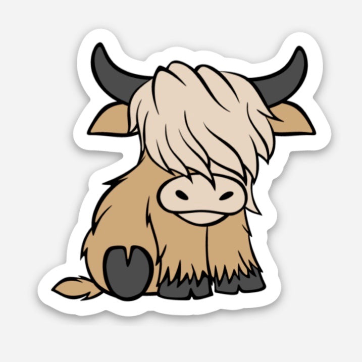 Cute Blond Highland Coo 2" Sticker – Thistle & Stitch